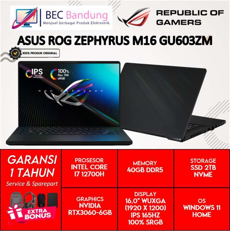 Jual Asus Rog Zephyrus M16 Gaming Laptop Intel Core I7 12700h 100% Srgb ...