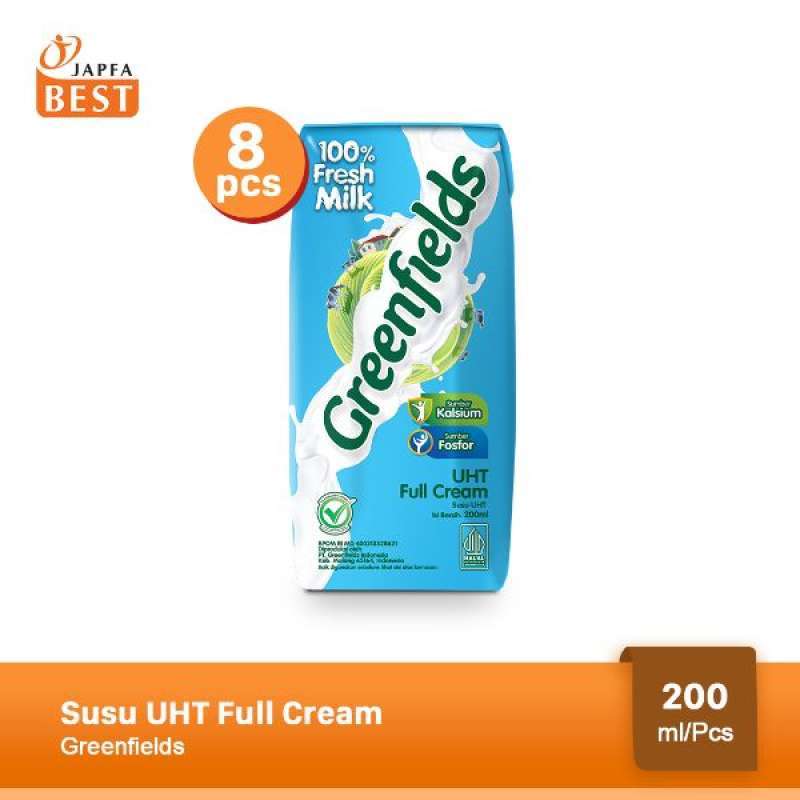 Promo Greenfields Susu UHT Full Cream 200 ml - isi 8 pcs -100% Fresh Milk dari Greenfields Farm ...