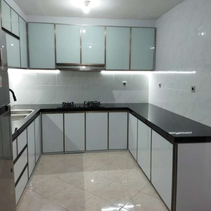 Jual Kitchen Set Aluminium Kombinasi 2 Warna Acp + Glasstone White Di ...