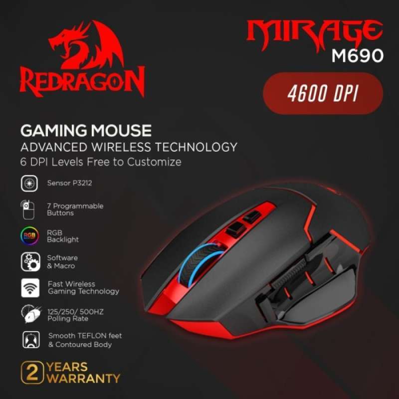 Promo Redragon Wireless Gaming Mouse Mirage - M690 Diskon 23% di Seller XiXiStore - Pasar Minggu ...