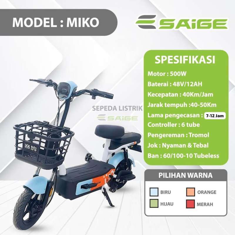 Jual Sepeda Listrik E-bike Saige Miko Speed 40km/power 500w Di Seller Ofero-surabaya ...