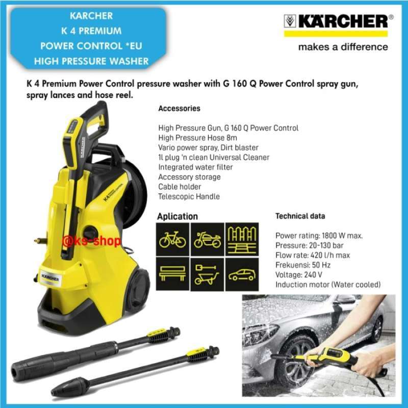 Promo Karcher K 4 POWER CONTROL 1800W 130 Bar High Pressure Cleaner ...