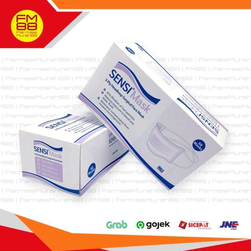 Promo Sensi masker headloop hijab isi 50pcs packing bubble wrap dan dus ...
