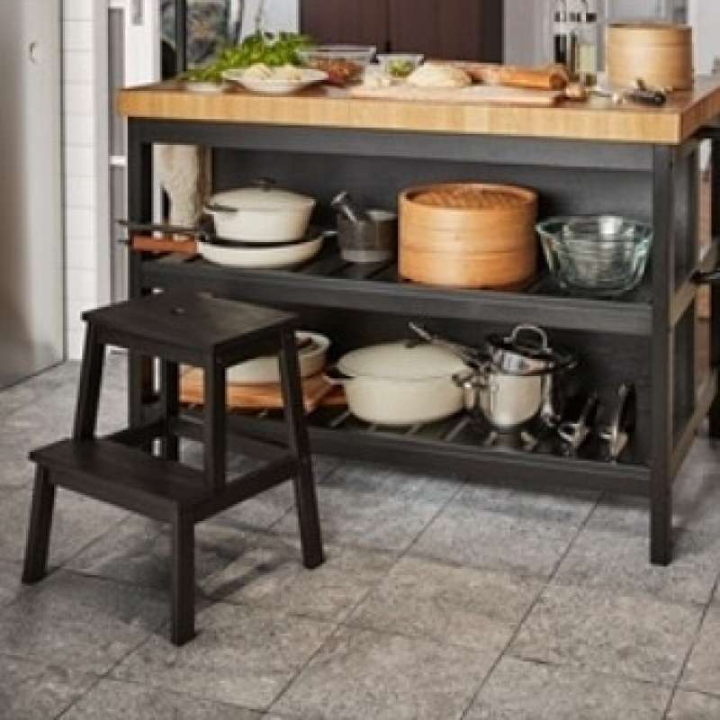 Promo Bangku Tangga Kayu Kokoh Minimalis 2 Undakan Original 50cm_hitam ...