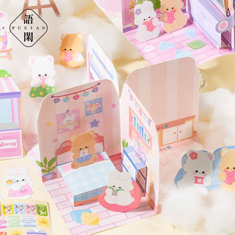 Jual Bear Rabbit Activity Diy Scene Book Stickers - Sticker Set Di ...