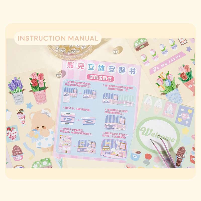Jual Bear Rabbit Activity Diy Scene Book Stickers - Sticker Set Di ...