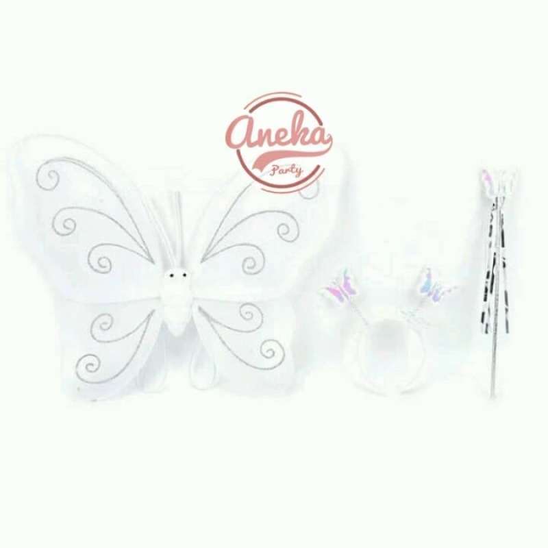 Promo Sayap Peri 3 In 1 Putih / Sayap Peri Bando Tongkat / Fairy Crown ...