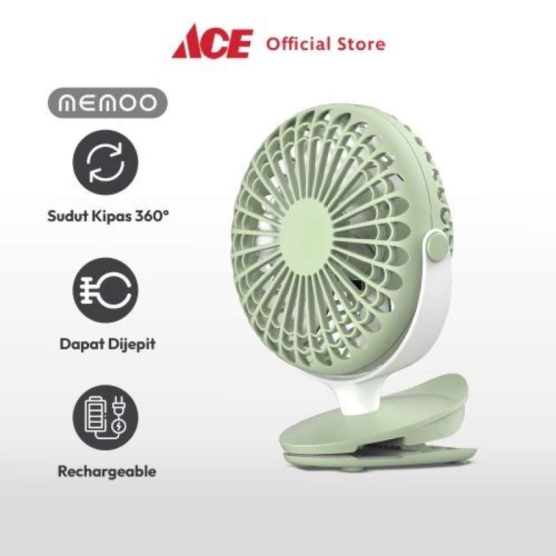Promo Ace - Memoo Kipas Angin Portable Rechargeable - Hijau Diskon 23% ...