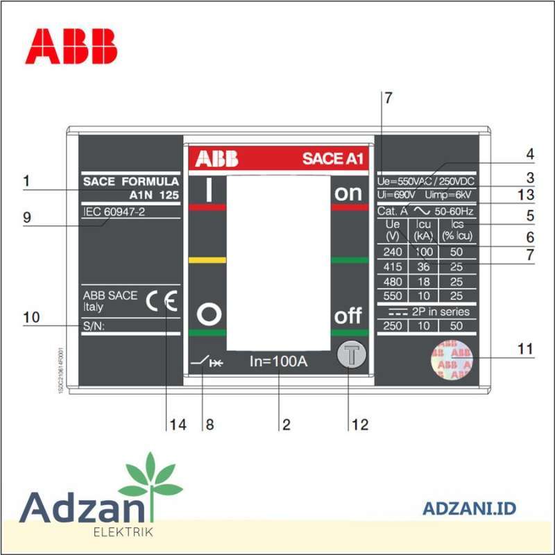 Jual [abb] Mccb 3p 50a 18ka A1b 125 Tmf 1sda066702r1 Breaker Formula Di ...