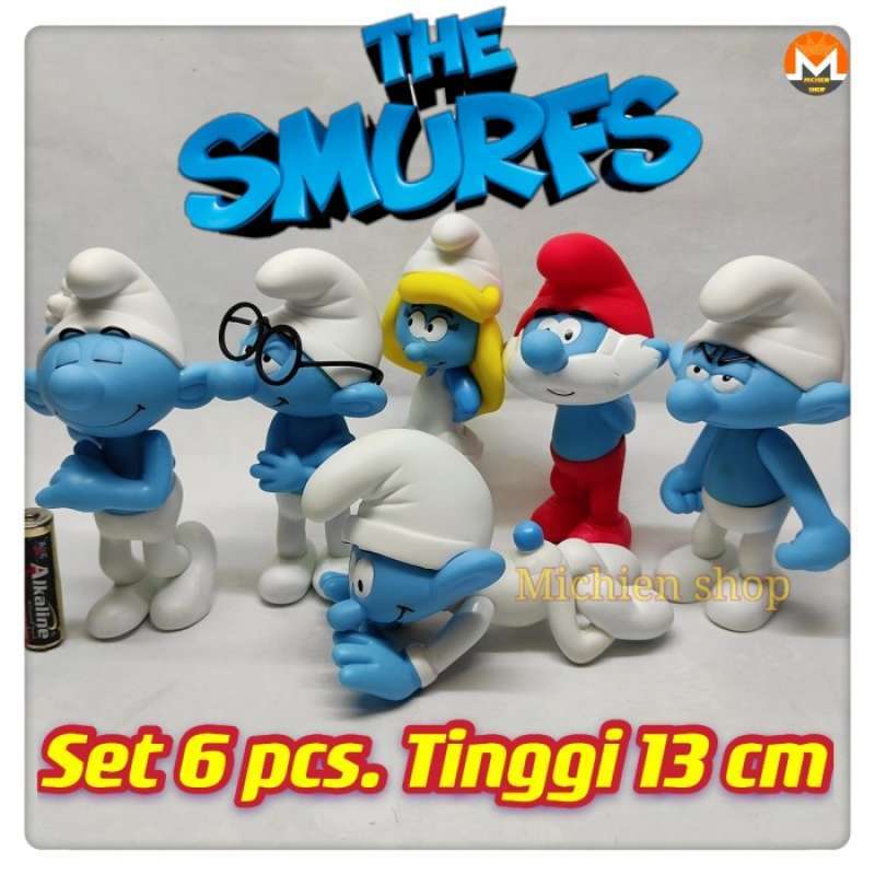 Promo Action Figure Smurf Set Isi 6 Papa Smurf Smurfette Brainy Smurf Diskon 23 Di Seller Exana