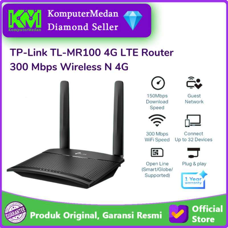 Jual Tp-link TL-MR100 4G LTE Router 300 Mbps Wireless N 4G Router MR100 ...