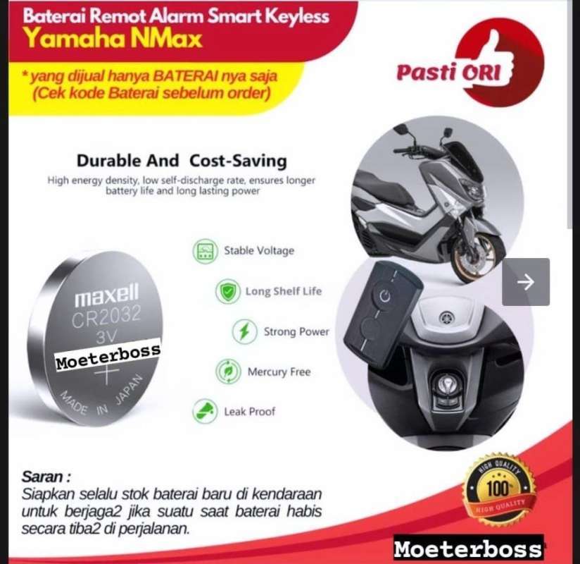 Jual Baterai Original Remote Baterai Keyless Yamaha Nmax Lexy Aerox Di ...