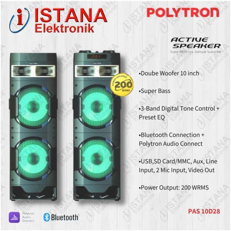 Jual POLYTRON BLUETOOTH SPEAKER AKTIF KARAOKE 10 INCH PAS 10D28 di ...
