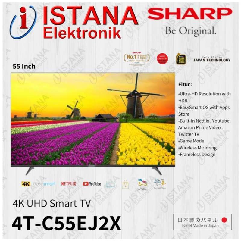 Jual SHARP 4K UHD SMART DIGITAL TV 55 INCH 4T-C55EJ2X di Seller Istana Elektronik Palembang - 20 ...
