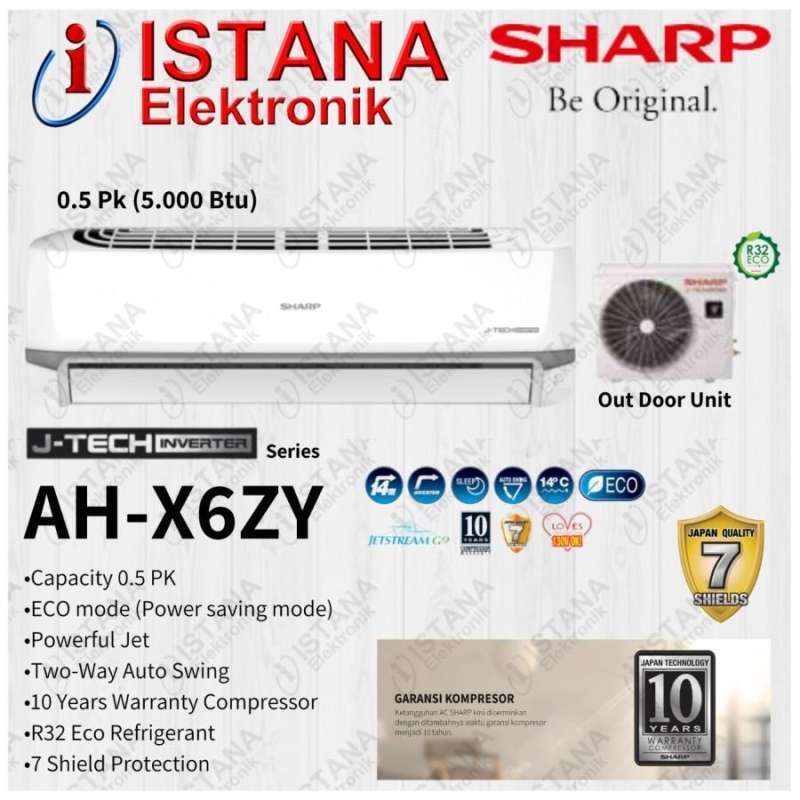 Jual SHARP AC SPLIT 0.5 PK J-TECH INVERTER SERIES AH-X6ZY di Seller ...
