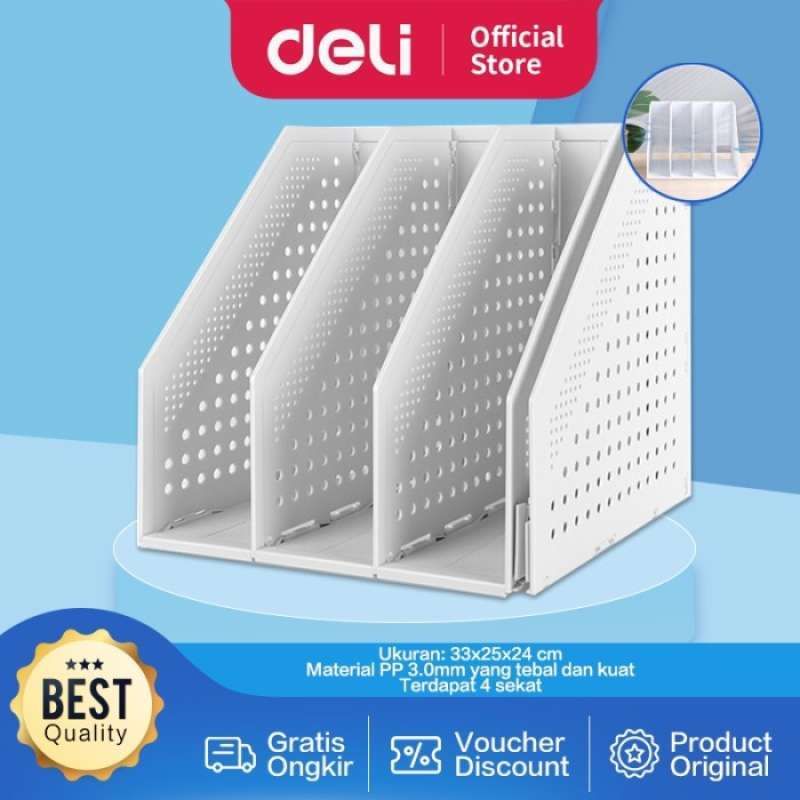 Jual Deli Magazine Container / Rak Buku / File Tray Plastik 4 Sekat ...