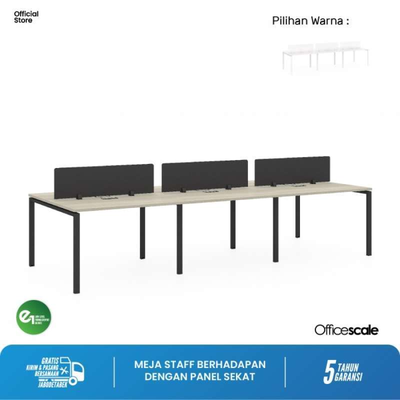 Promo Meja Kerja Kantor Peyambung Berhadapan 6 Orang + Panel Sekat ...
