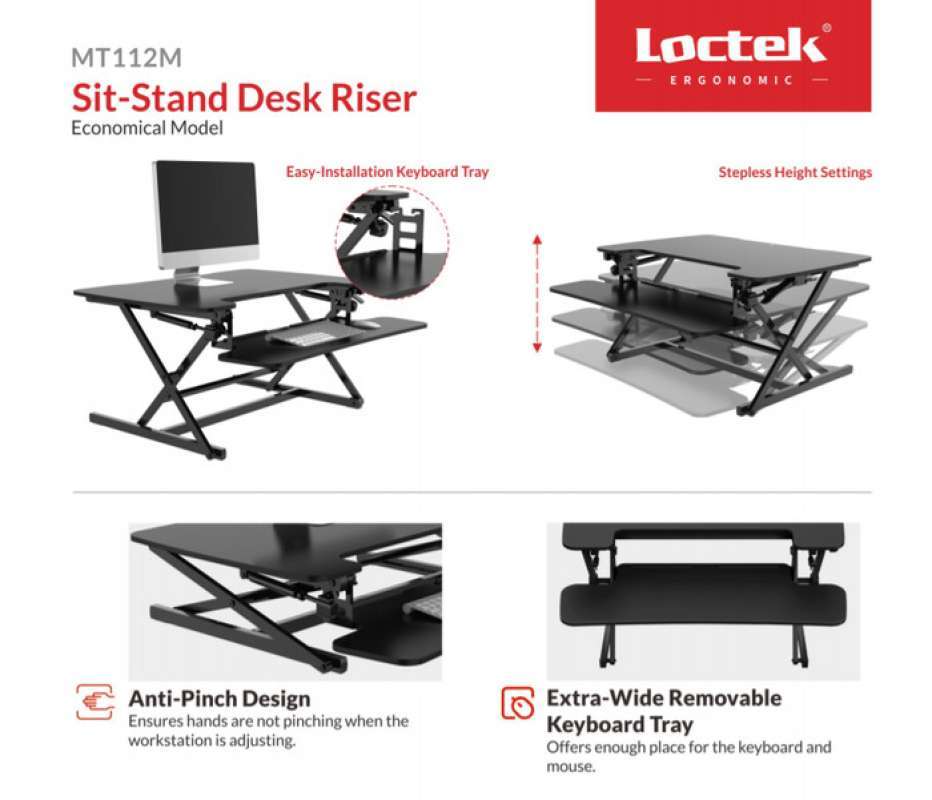 Promo Loctek Ergonomic Mt112M Sit-Standing Desk With Movable Keyboard ...