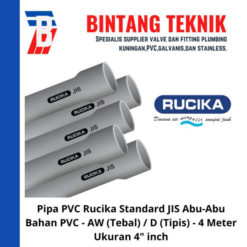 Promo Pipa Pvc Rucika Abu-abu (jis) 4 Inch 4 Meter Diskon 33% Di Seller ...