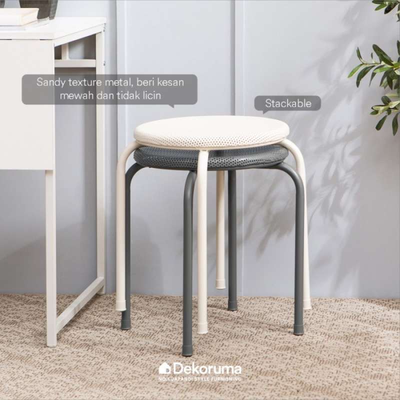 Promo Dekoruma Itaru Bangku Kursi Bulat 40 Cm - Grey / Kursi Serbaguna ...