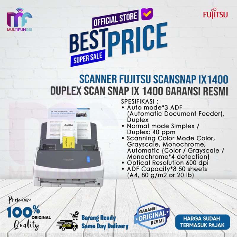 Jual Scanner Fujitsu Scansnap Ix1400 Duplex Scan Snap Ix 1400 Garansi Resmi Di Seller Retail ...