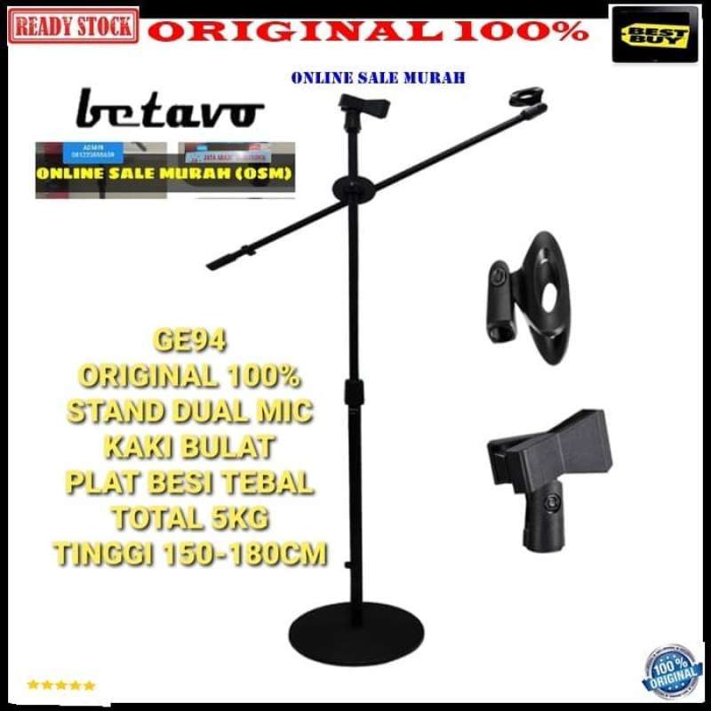 Promo Stand Mic Tiang Mik Kaki Bulat Plat Besi Tripod Pro Vocal Dj ...