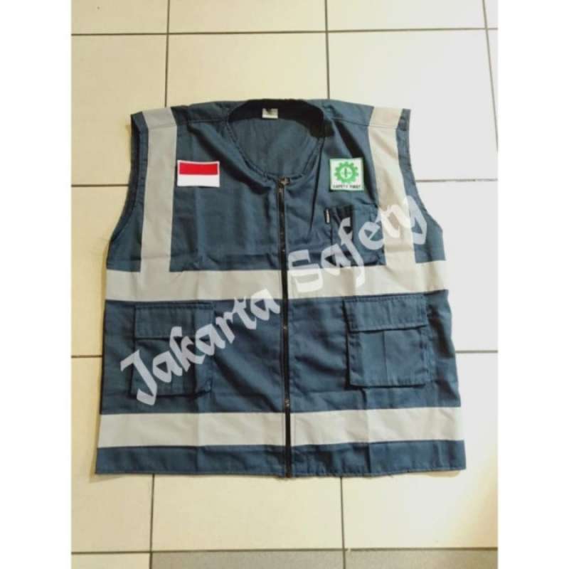 Promo Rompi Safety Bahan Drill + Logo K3 Dan Logo Bendera Murah Biru ...