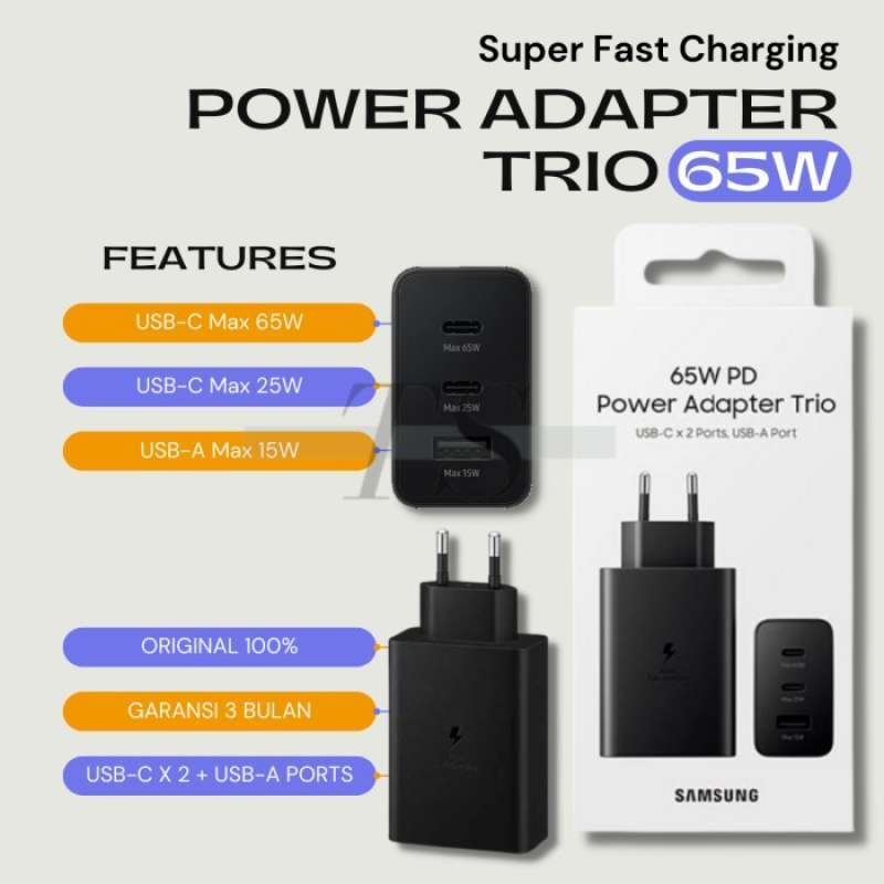 Jual Charger Samsung Power Adapter Trio 65w Pd Super Fast Charging ...