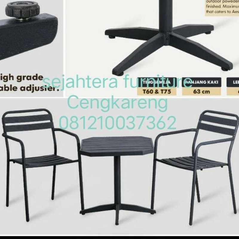 Promo Meja Kursi Set Taman Outdoor Aluminium Meja Teras Cafe Kursi ...
