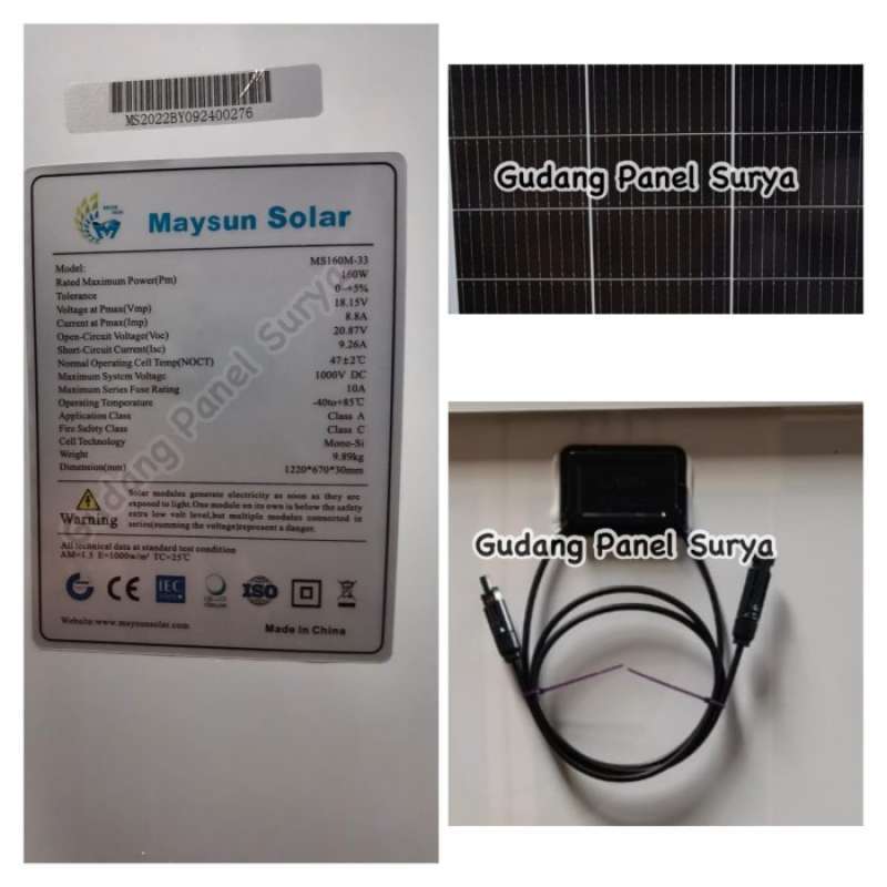 Promo Solar Panel Surya Cell Module Mono 160wp 160 Wp Maysun - Diskon ...
