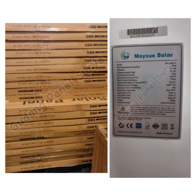 Promo Solar Panel Surya Cell Module Mono 160wp 160 Wp Maysun - Diskon ...