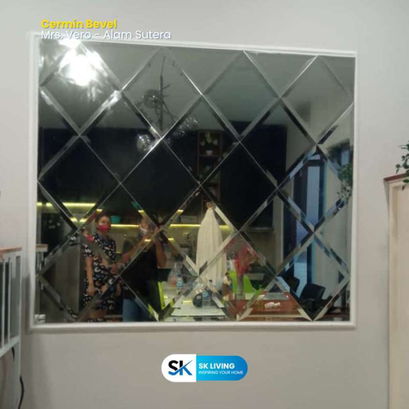Promo Free Pasang Kaca Cermin Bevel Wajik Uk. 90x120cm Tebal 5mm Bisa ...