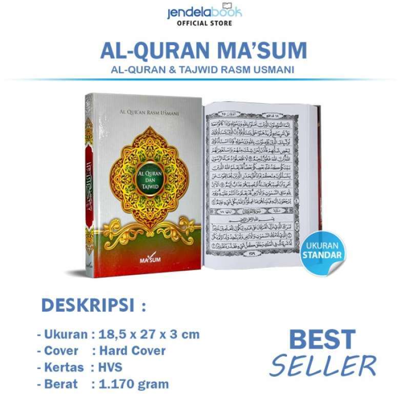 Jual Standar Alquran Ma'sum Rasm Usmani Al Quran & Tajwid Maksum Non ...