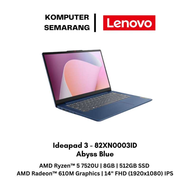 Promo Lenovo IdeaPad 3 - 03ID Abyss Blue [AMD Ryzen™ 5 7520U/8GB/512GB ...