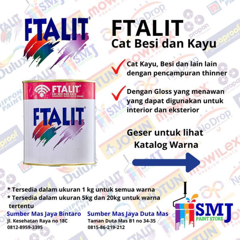 Promo Cat Besi dan Kayu Minyak FTALIT warna Sier 998 kg /1 liter Diskon ...