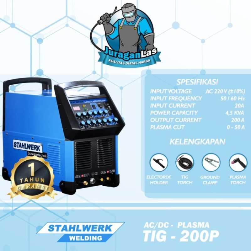 Promo Mesin Las TIG + MMA + Plasma merk Stahlwerk Tig-200P AC/DC Plasma ...