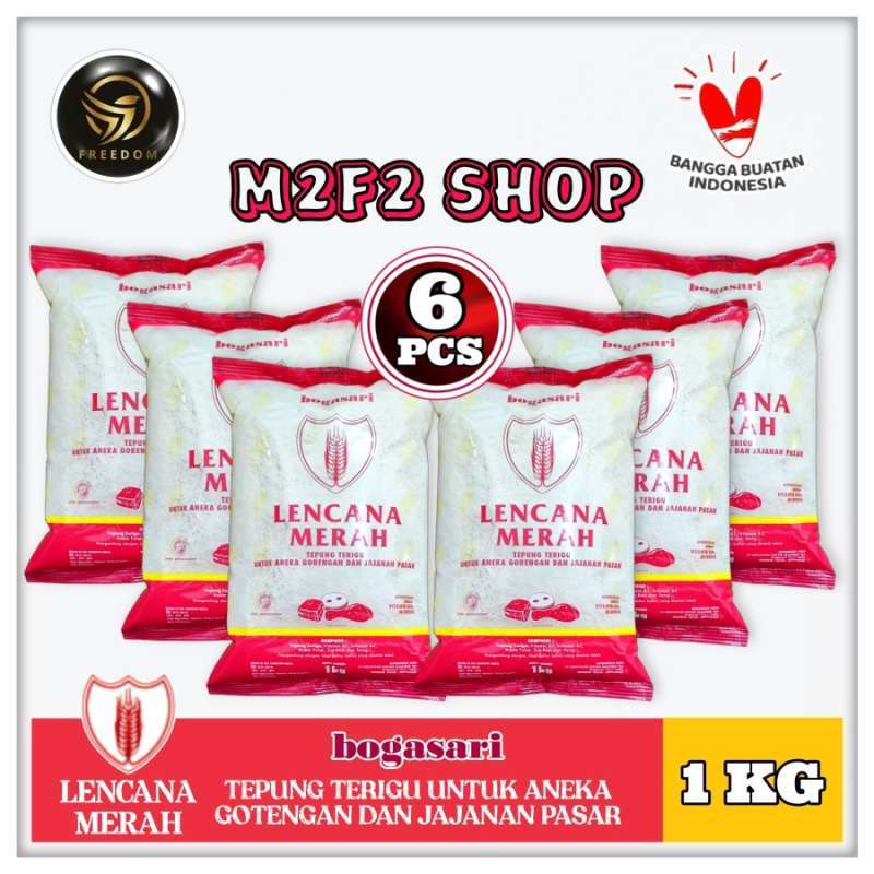 Jual Tepung Terigu Bogasari Lencana Merah Serba Guna - 1 kg (Kemasan 6 ...