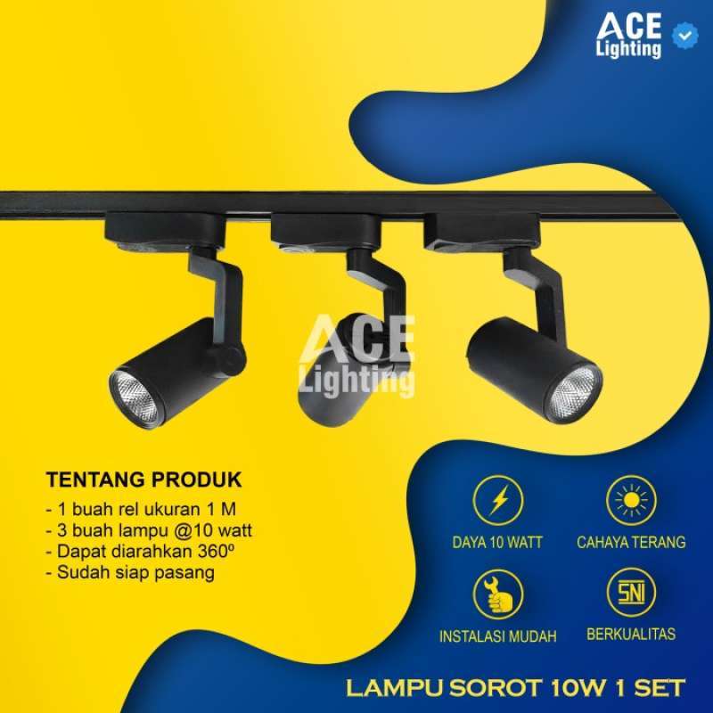 Promo Lampu Sorot Rel 1 Set Isi 3 Spotlight Track Light Rell 10 Watt ...