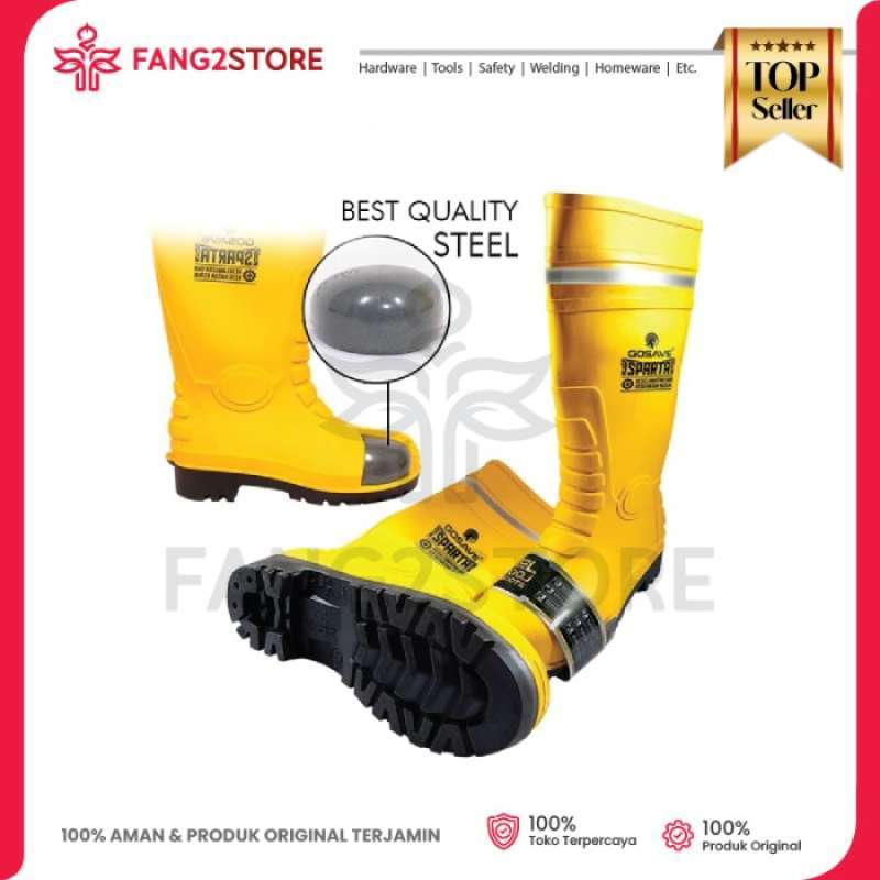 Promo Sepatu Boot Rubber Safety GOSAVE SPARTA Karet Ujung BESI Steel ...