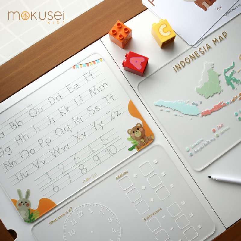 Jual Mokusei Kids | Alphabet Numbers Tracing Acrylic | Papan Akrilik ...
