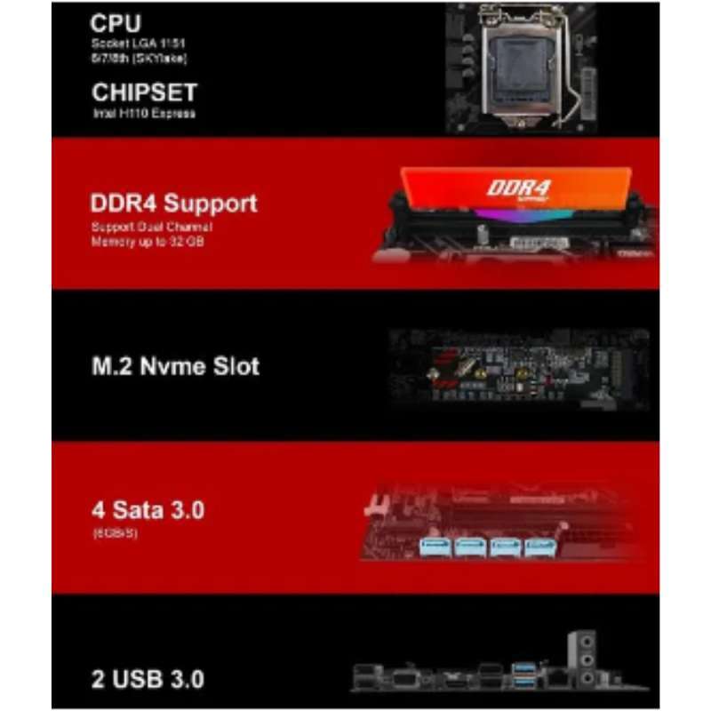 Jual Motherboard VARRO H110 M2 Nvme Mainboard Intel LGA 1151 DDR4 ...