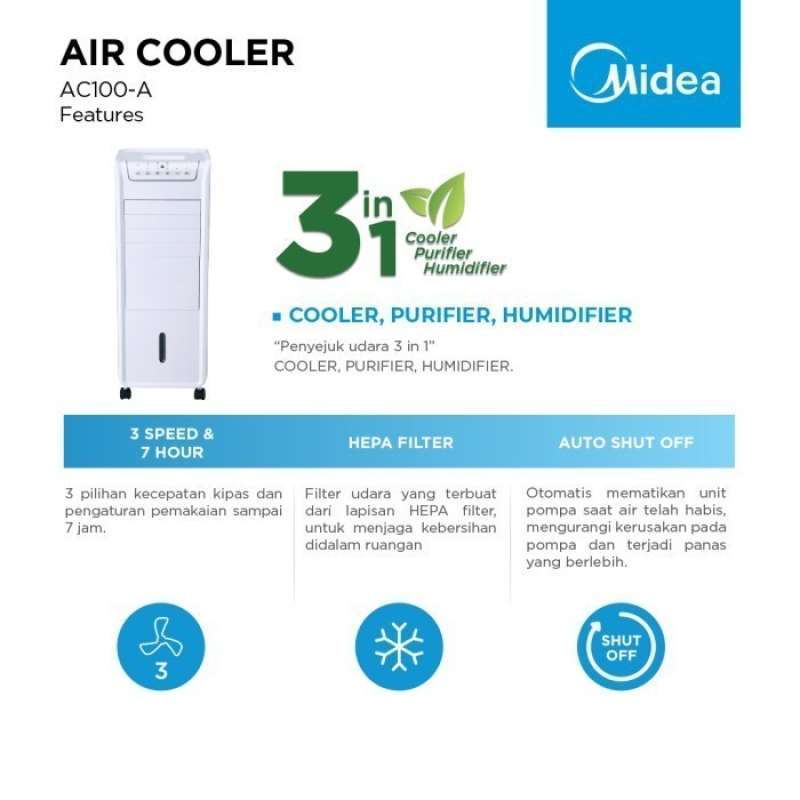 Jual Air Cooler Midea Ac100-a Pendingin Penyejuk Udara Ac 100 Remote Di ...