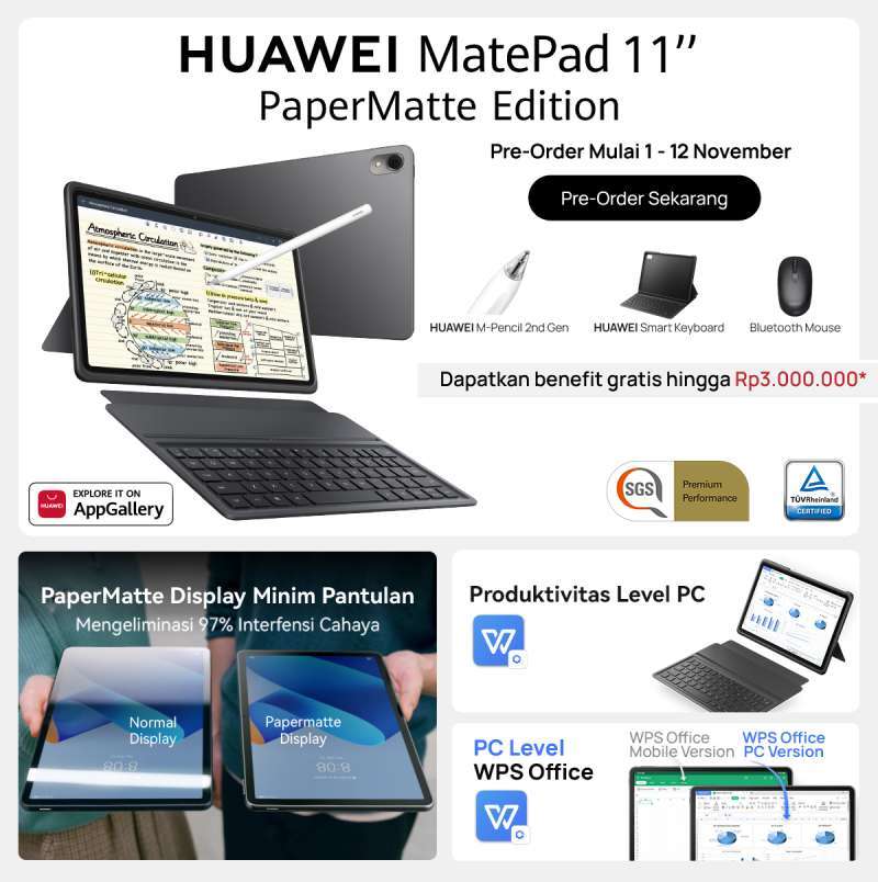 Promo HUAWEI MatePad 11 PaperMatte Edition 8+128GB | 120 Hz HUAWEI ...