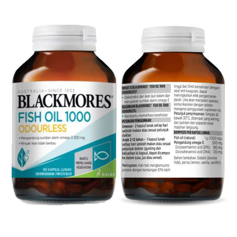 Jual Blackmores Odourless Fish Oil 1000 90 Tablet Omega 3 Minyak Ikan ...