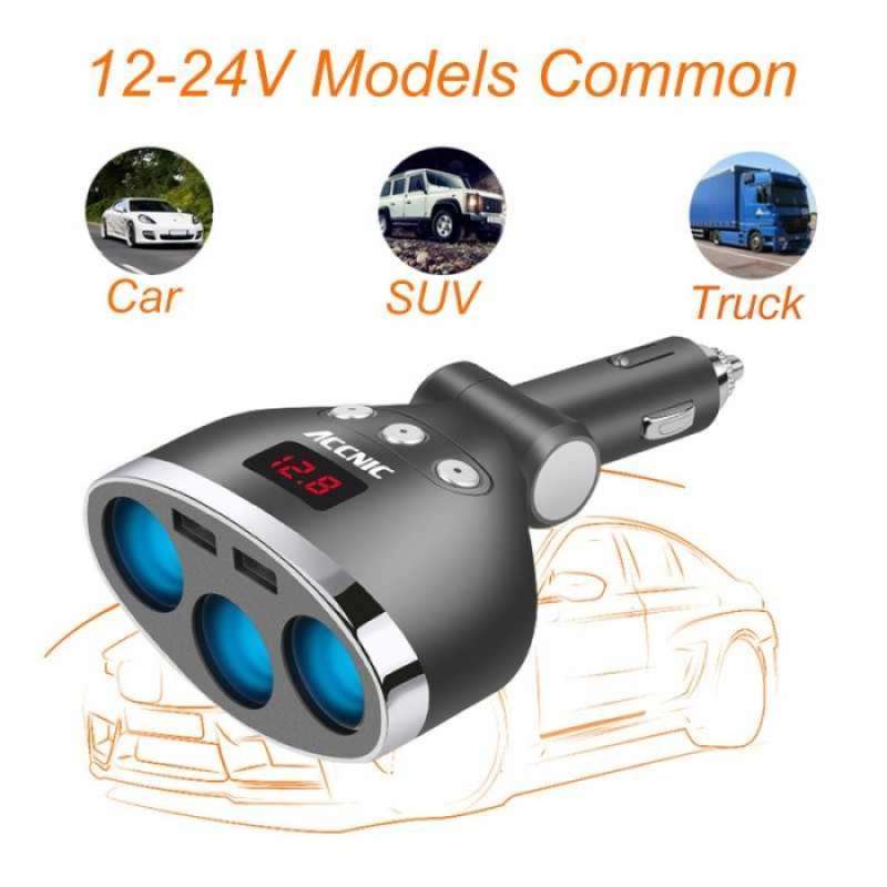 Jual USB CHARGER MOBIL 2 PORT DAN SPLITTER 3 WAY SOCKET LIGHTER ...