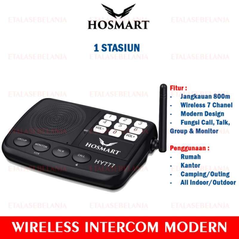 Promo Hosmart Wireless Intercom Fm 7 Channel - 1 Unit Station Interkom ...