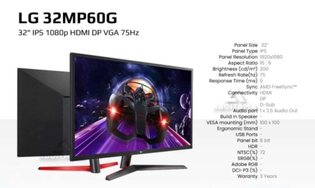 Promo Sale Lg 32mp60g B 32 Inch - Fhd Ips 75hz 1ms Freesync Hdmi Dp ...