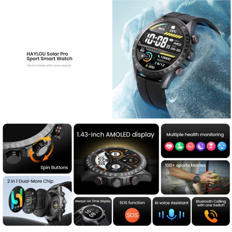 Promo Haylou Solar Pro Smartwatch Bluetooth Call Aod Waterproof ...