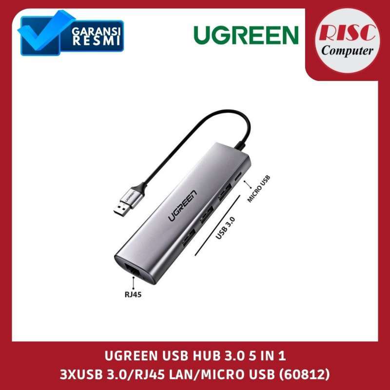 Jual Ugreen Usb Hub 3.0 Multifunction 5 In 1 With Ethernet Rj45 - 60812 ...