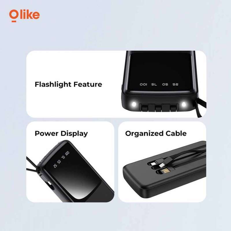 Promo Olike P103 Powerbank 10000mah 4in1 Cable Micro Usb-c Lightning ...